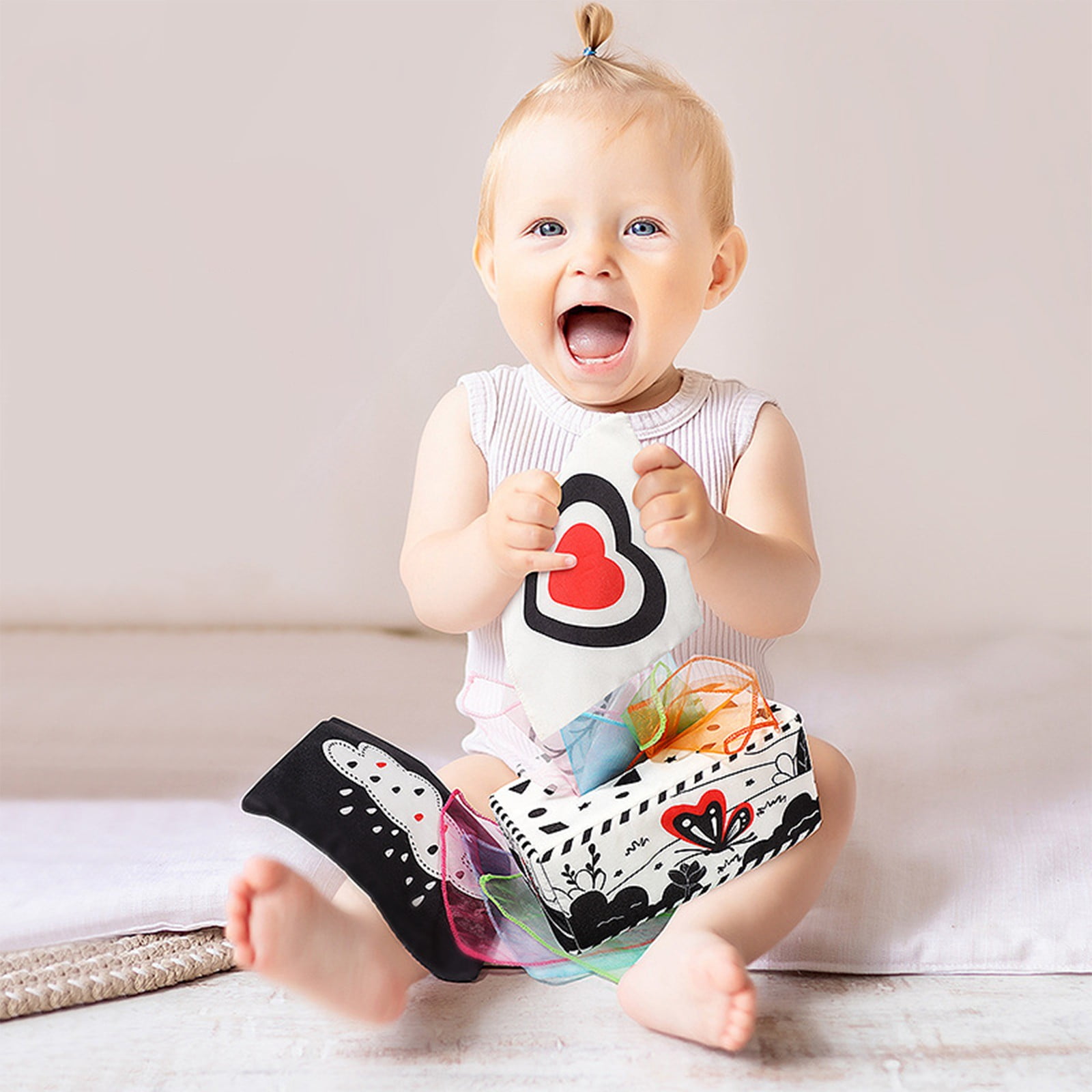 Children Tissue Box With Teether Soft Stuffed Sensory Toyss High ...