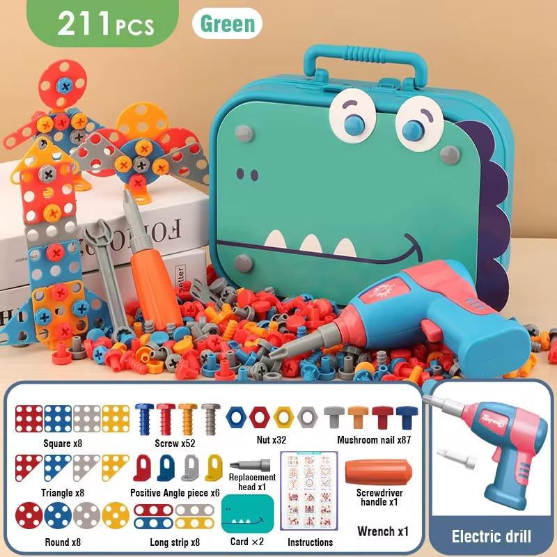 Children Toys Tool Set Electric Drill Screw Nut 3D Puzzle Toys Pretend ...