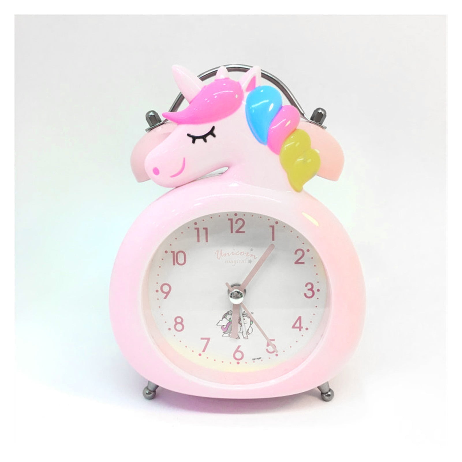 Children Unicorn Alarm Clock Bell Alarm Clock Desk Table Clock LED ...