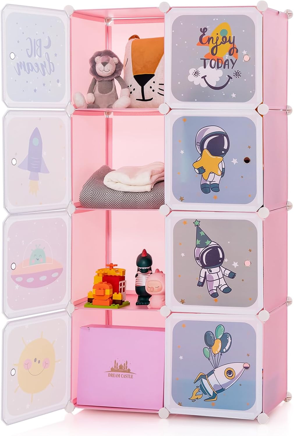 Children Wardrobe, Kid Closet Portable Baby Dresser Cute for Kids Bedroom Nursery Armoire with ...