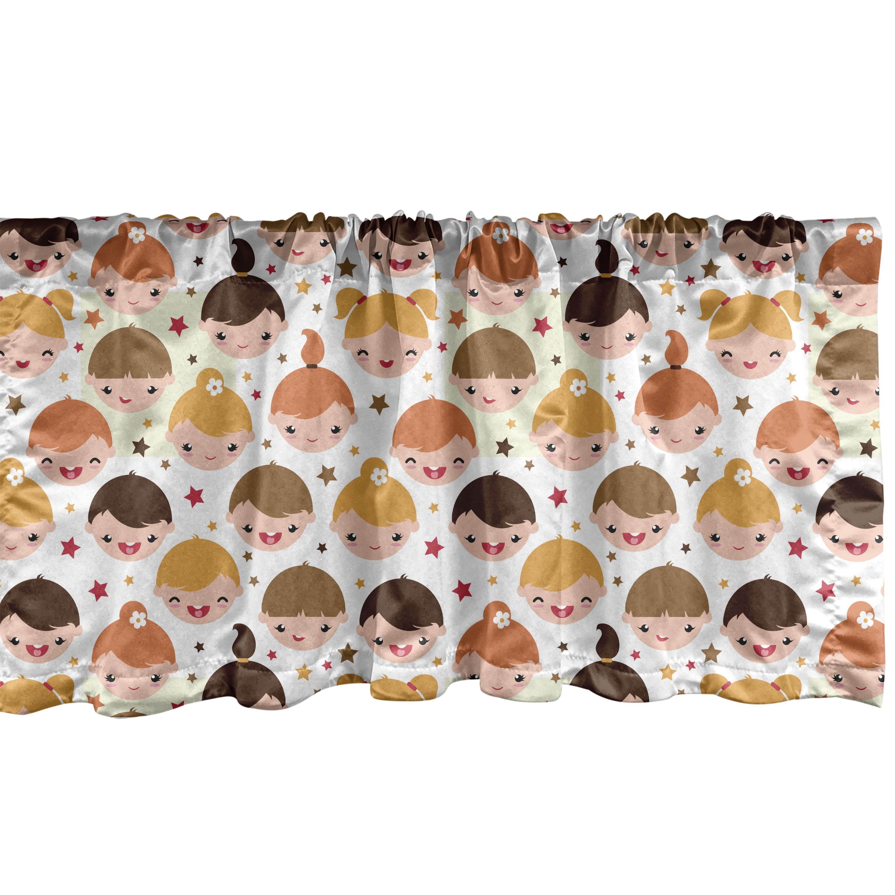 Children Window Valance, Repetitive Nursery Pattern with Cheerful ...