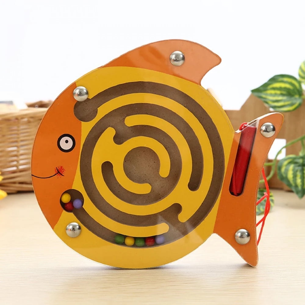 Children Wooden Educational Montessori Toys Magnetic Track Maze ...