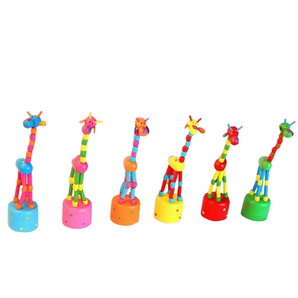 Children Wooden Giraffe Toy Colorful Developmental Dancing Standing ...
