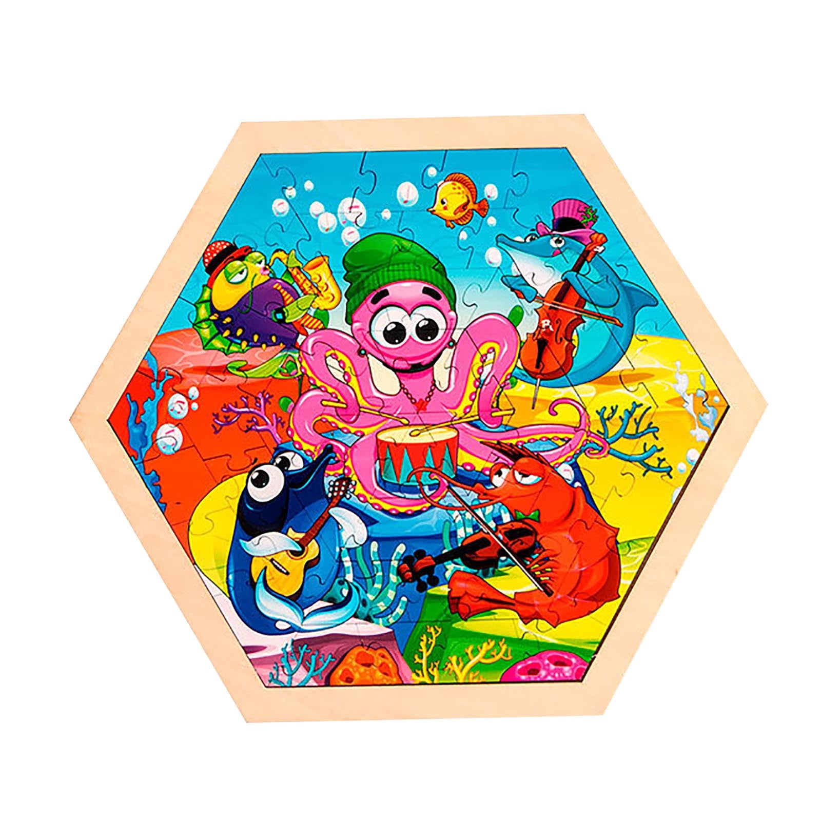 Children Wooden Puzzle 50 Pieces Educational Cartoon Puzzle Game Kids ...