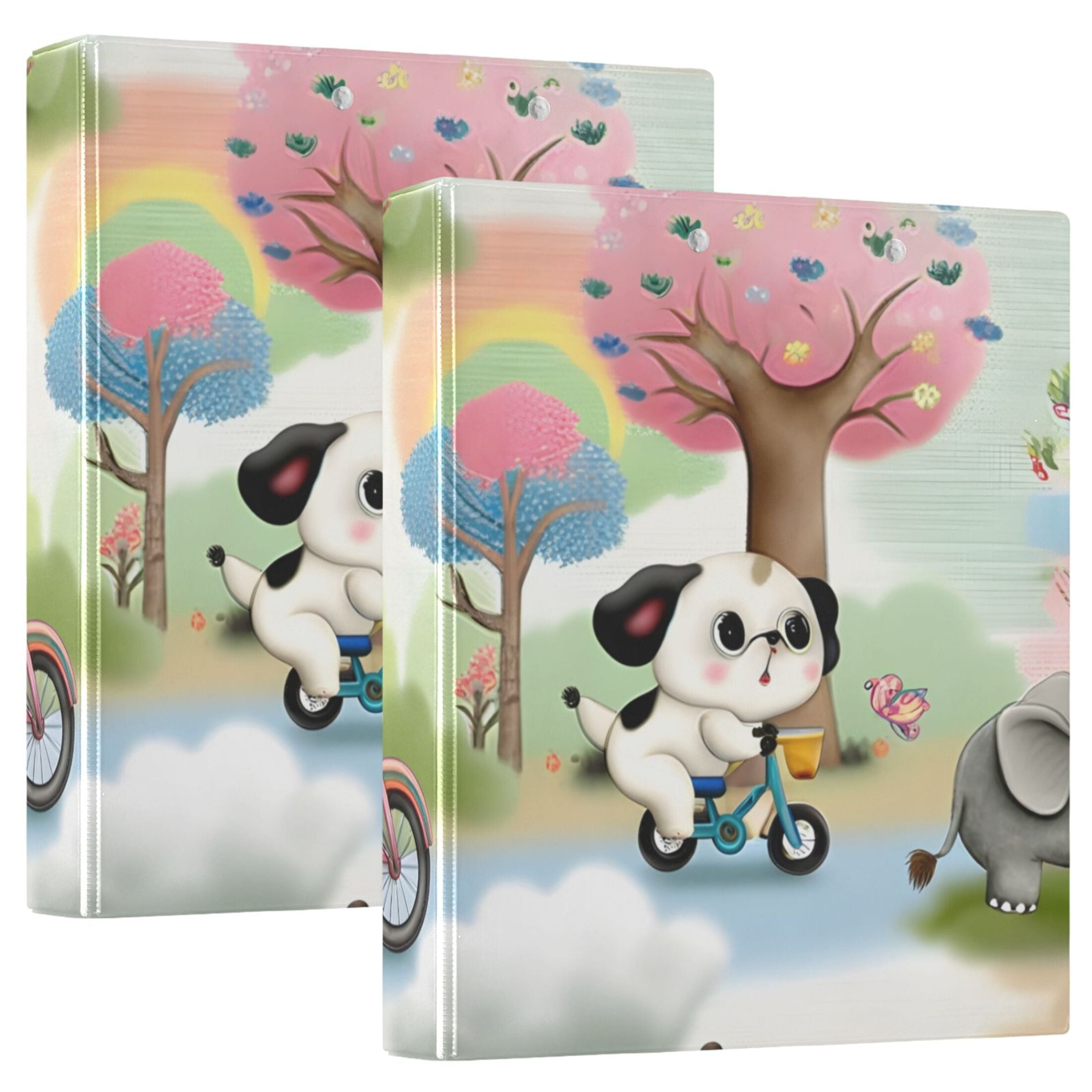 Children and Animals Bikes 3 Ring Binders 1.5 inch Hardcover File ...
