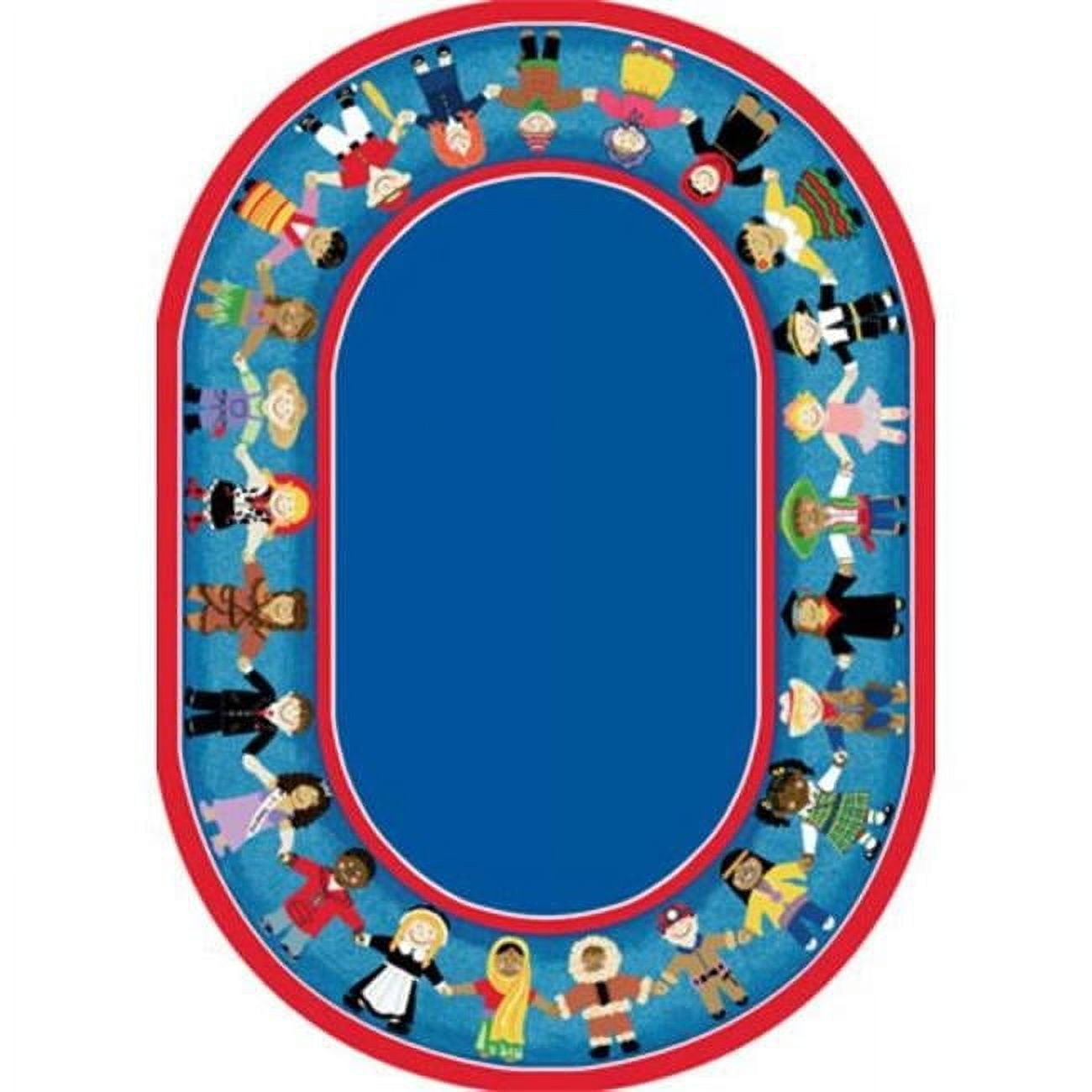 Children of Many Cultures 5 ft.4 in. x 7 ft.8 in. Oval WearOn Nylon ...