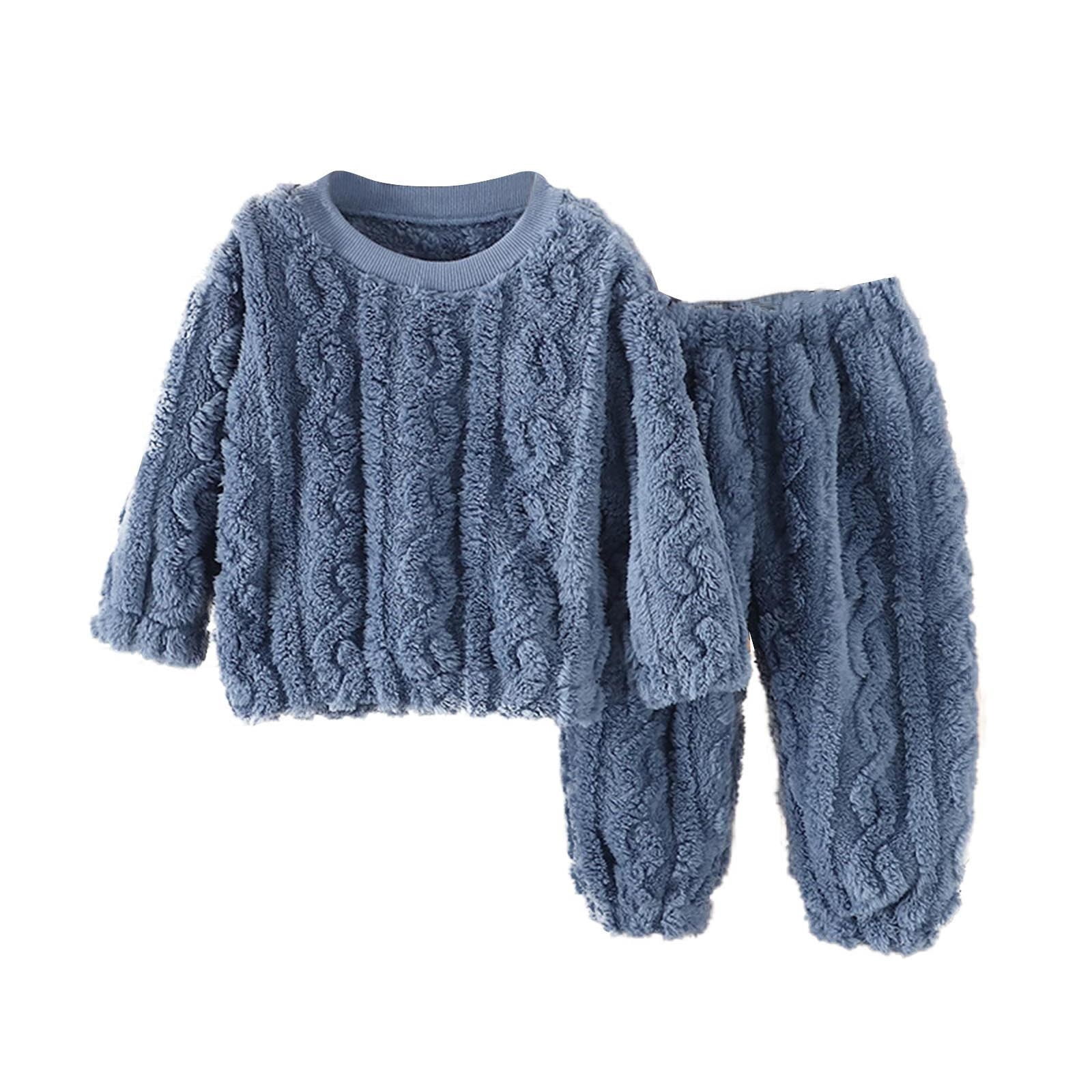 Children's 2 PC Sweatsuit Sets Boys Girls Sherpa Crewneck Long Sleeved ...
