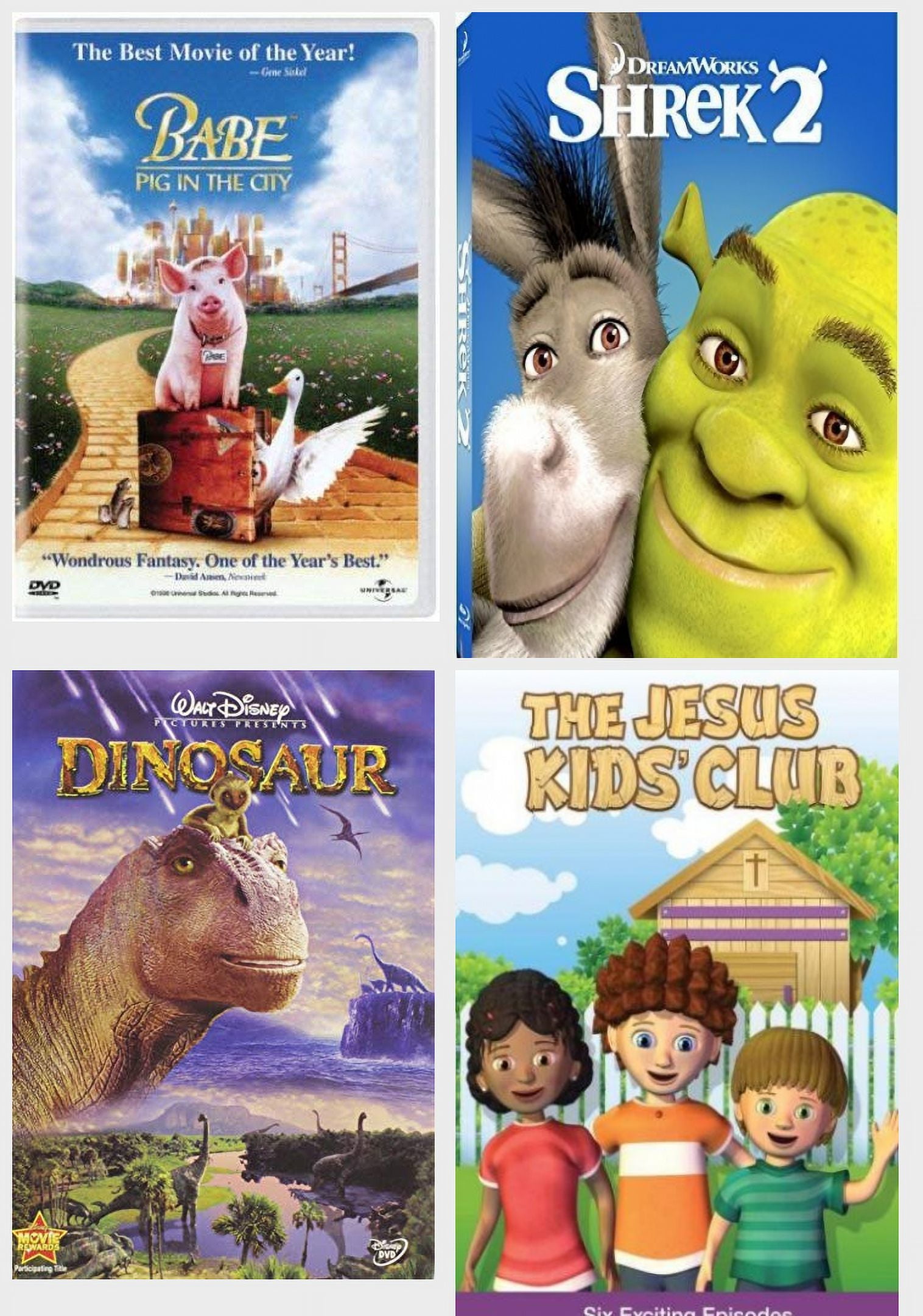 Children's 4 Pack DVD Bundle: Babe: Pig in the City, Shrek 2, Dinosaur ...