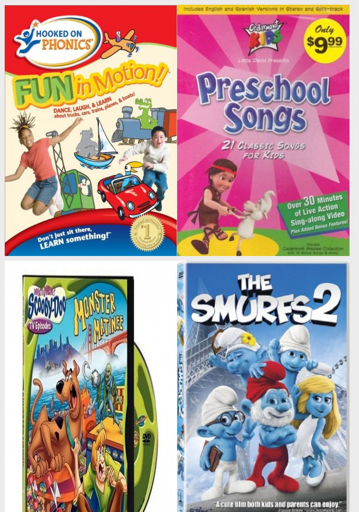 Children's 4 Pack DVD Bundle: Hooked on Phonics: Fun in Motion ...