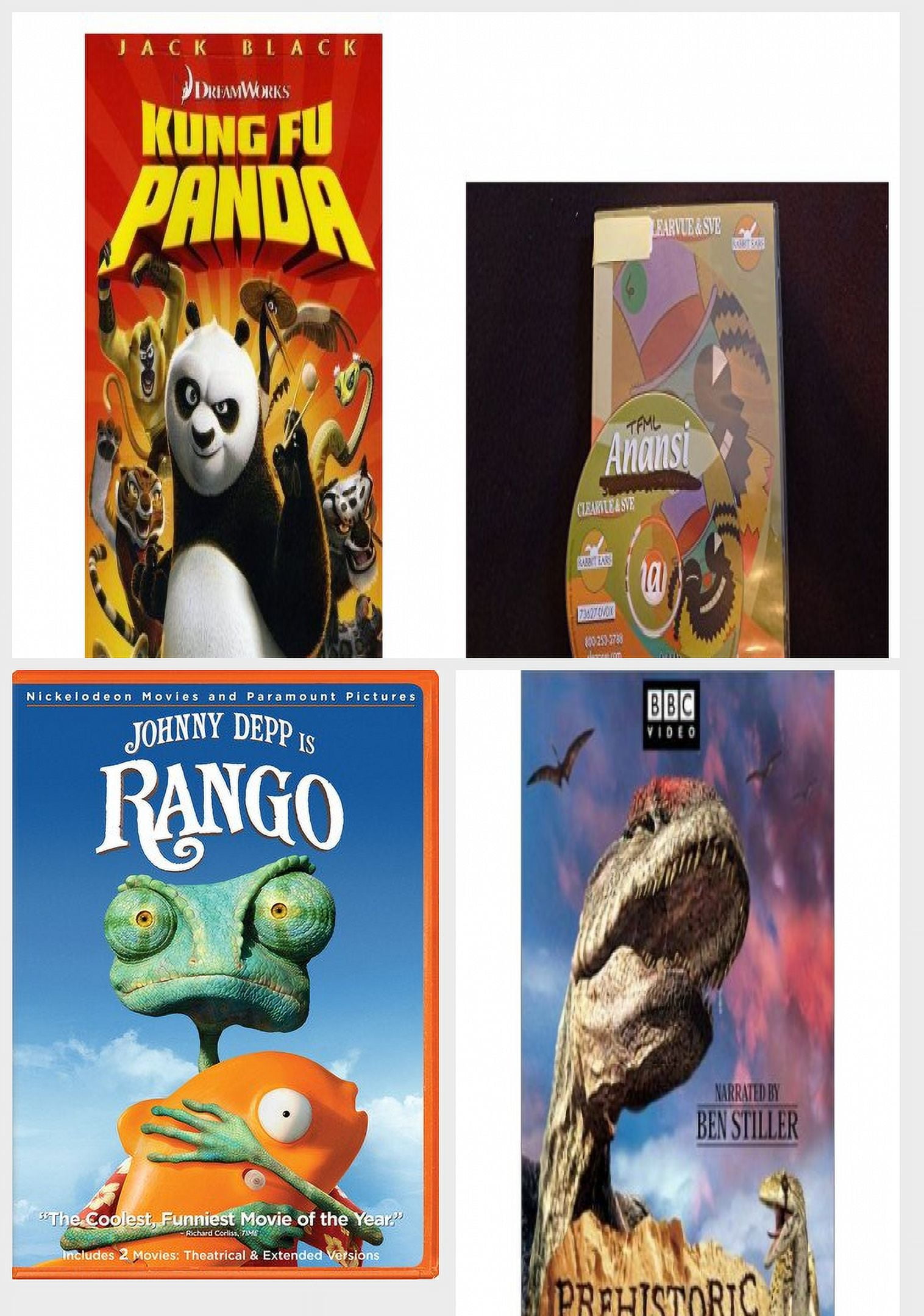 Children's 4 Pack DVD Bundle: Kung Fu Panda, Anansi, Told by Denzel ...