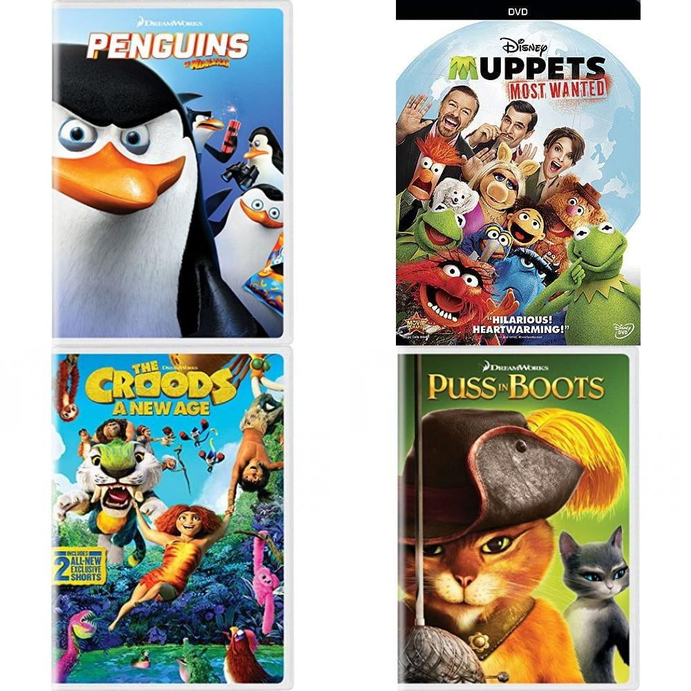 Children's 4 Pack DVD Bundle: Penguins of Madagascar, Muppets Most ...