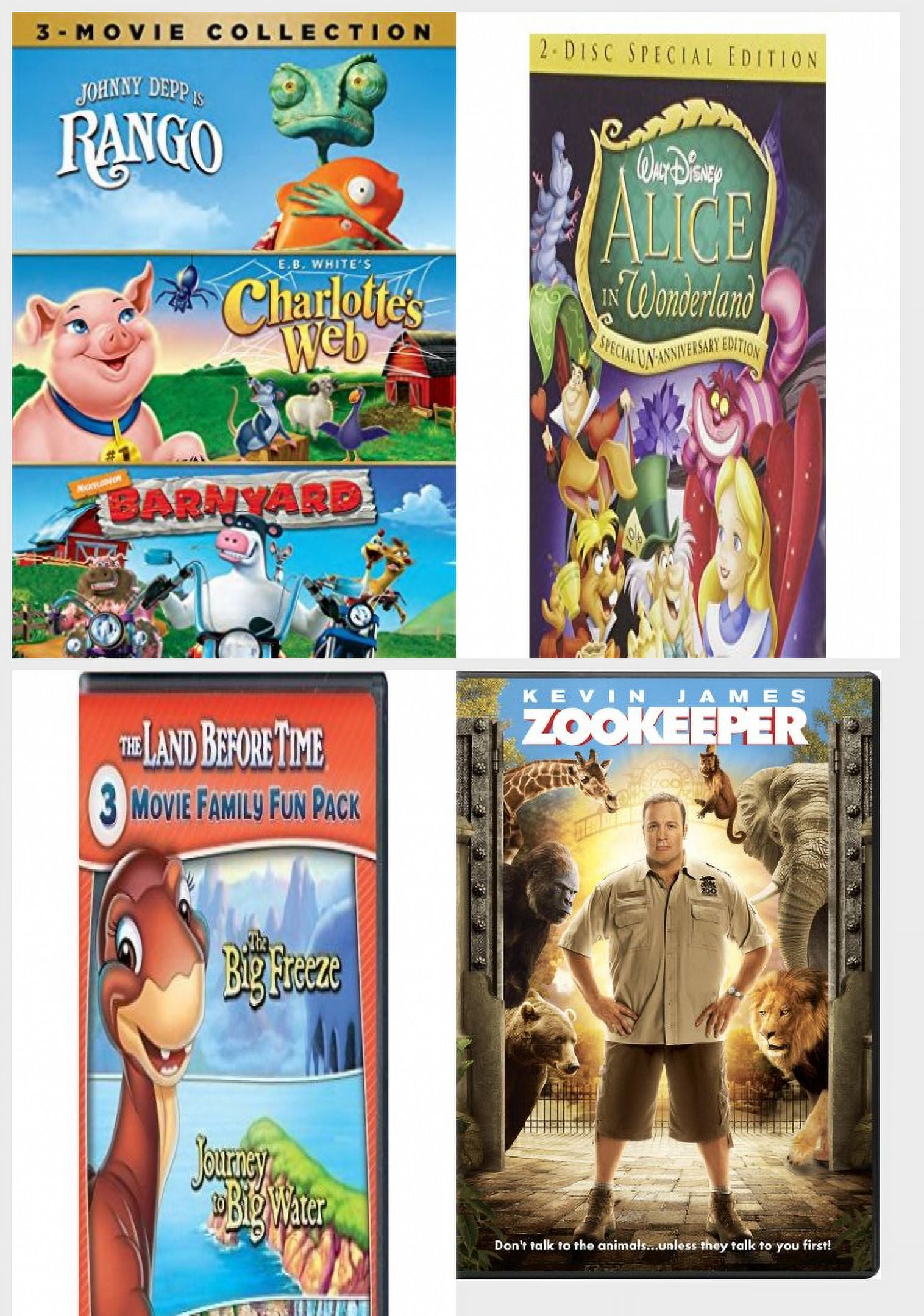 Children's 4 Pack DVD Bundle: Rango / Charlottes Web / Barnyard 3-Movie ...