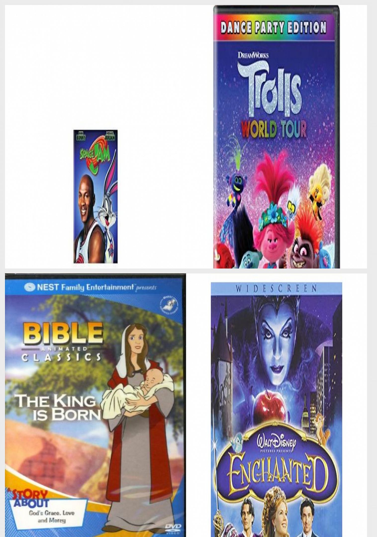 Children's 4 Pack DVD Bundle: Space Jam, Trolls World Tour, Bible ...