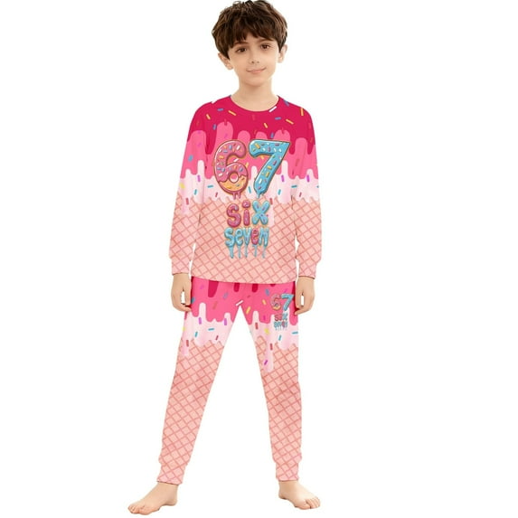 Children's 67 Print Pajamas Home Sets 67 Shirts Set Six Seven Long ...