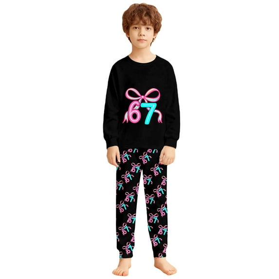 Children's 67 Print Pajamas Home Sets Ball Print 67 Shirts Set Six ...
