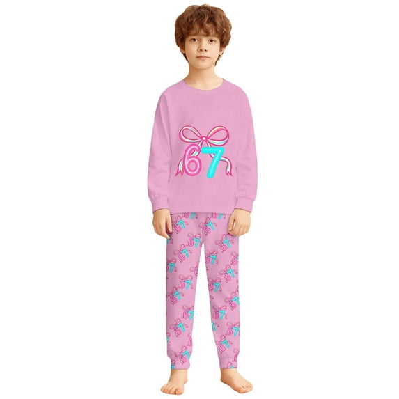 Children's 67 Print Pajamas Home Sets Ball Print 67 Shirts Set Six ...