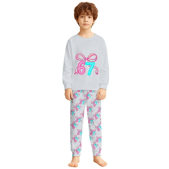 Children's 67 Print Pajamas Home Sets Ball Print 67 Shirts Set Six ...