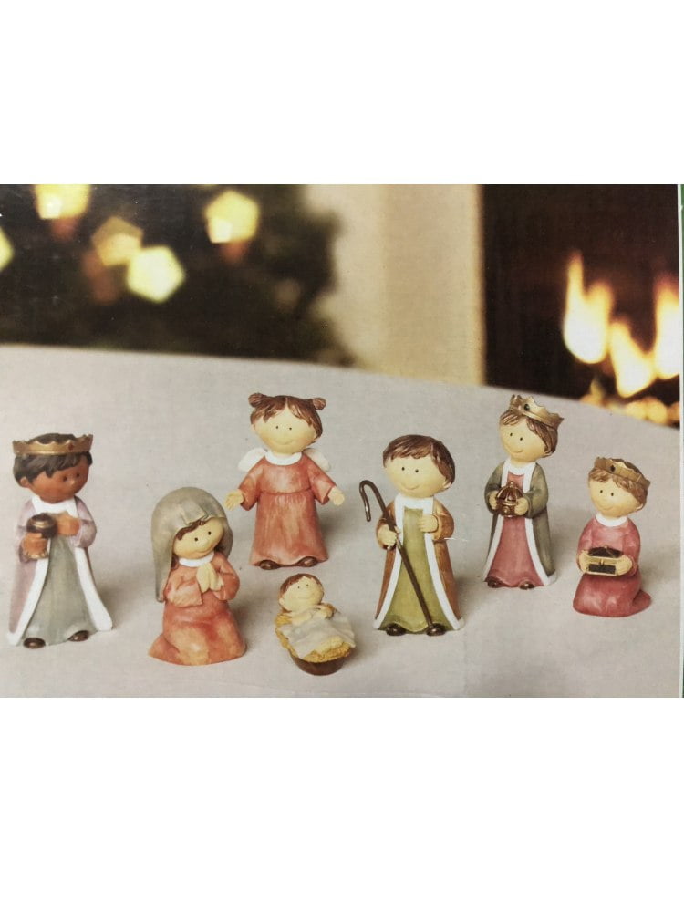 Children's 7 Piece Nativity Set Resin Mary Joseph Baby Jesus Christmas ...