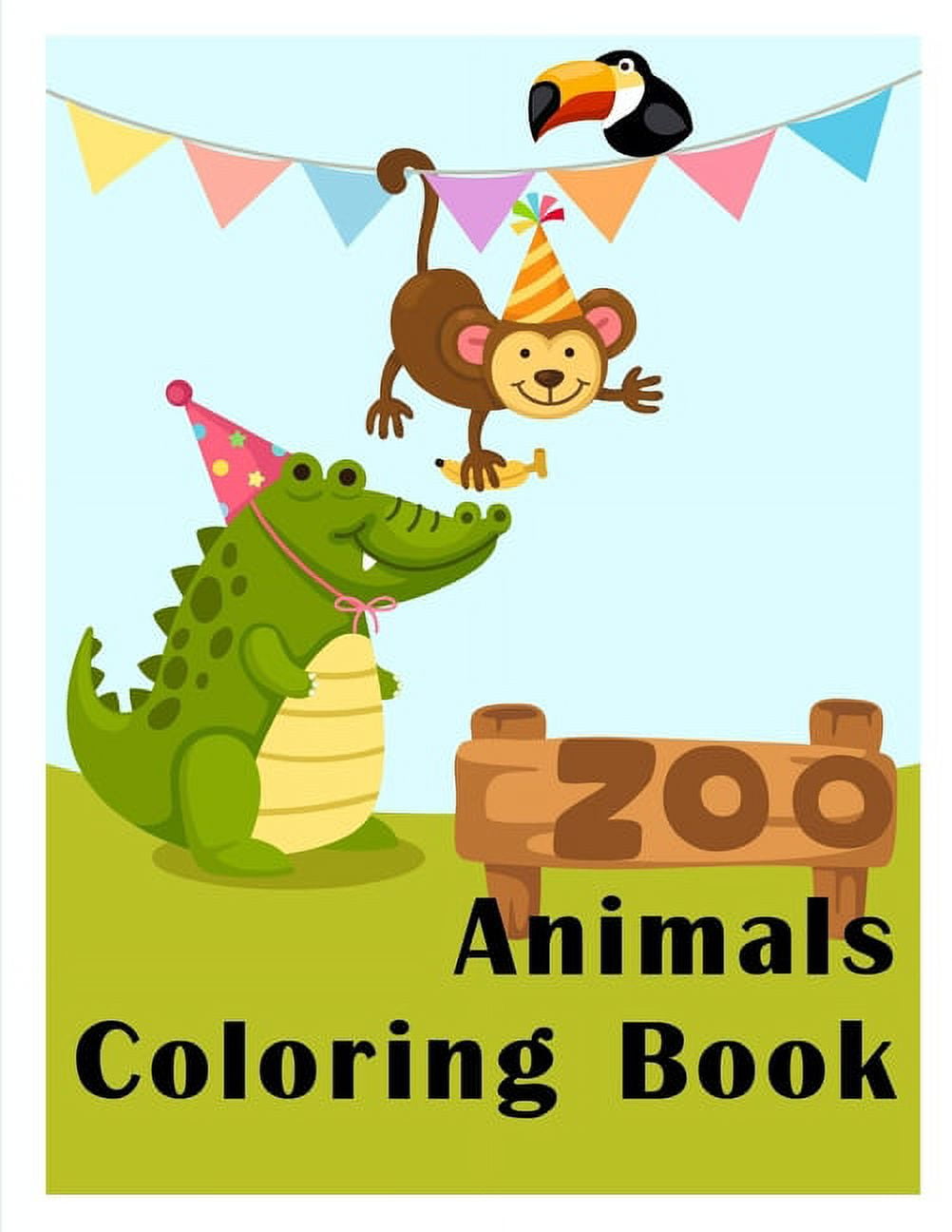 Children's Art: Zoo Animals Coloring Book: Easy Funny Learning for ...