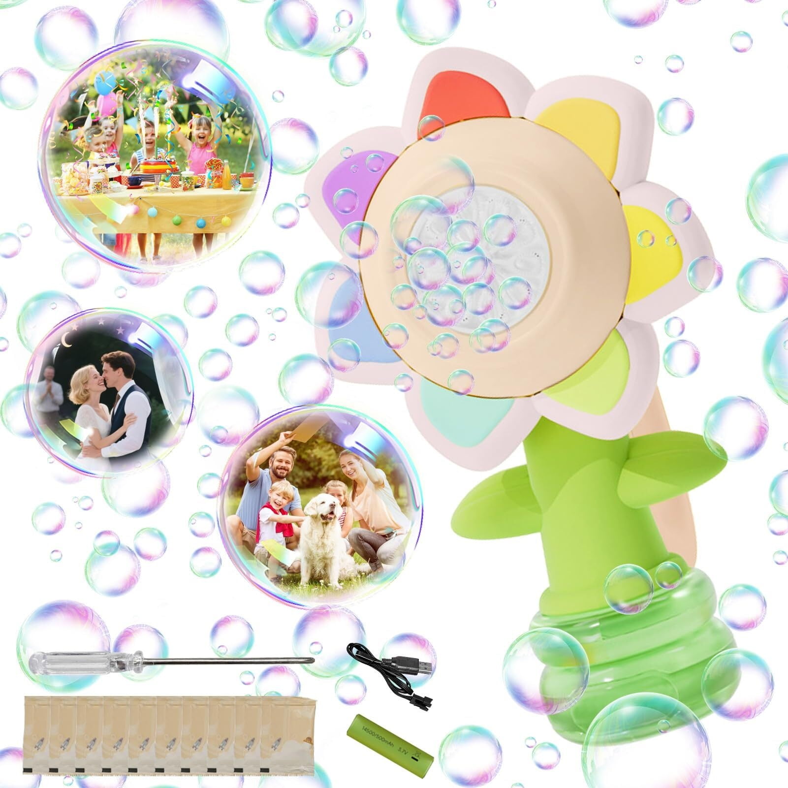 Children's Automatic Sunflower Bubble Machine, Fun Swinging Dancing ...
