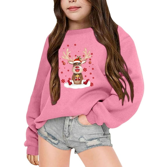 Children's Autumn And Winter Long Sleeved Christmas Printed Crewneck ...