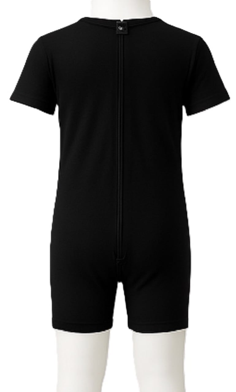 Children’s Adaptive Back-Zipper Onesie Bodysuit – Black, Unisex Anti ...