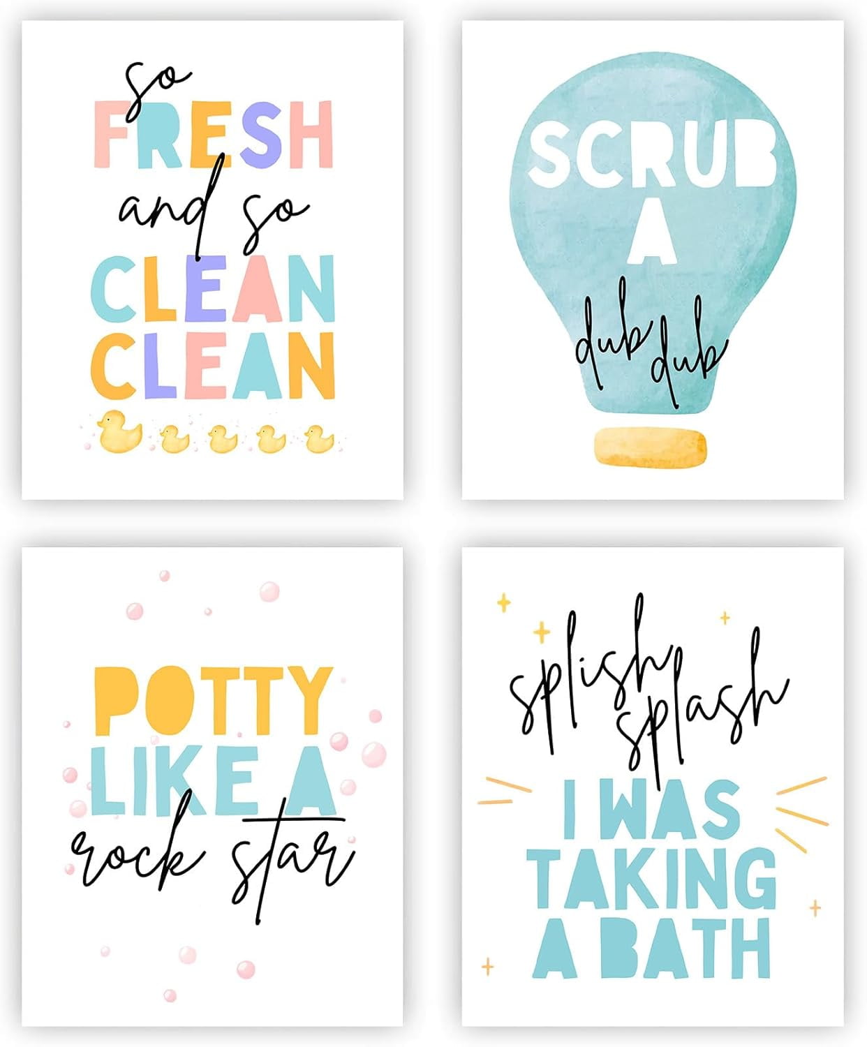 Children's Bathroom Themed Rules Wall Art, Kids Funny Canvas Prints for ...