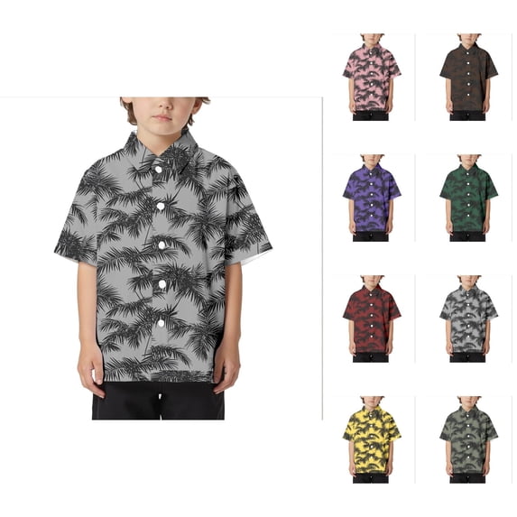 Children's Beach Leisure Loose Comfortable Short Sleeve Button Down ...
