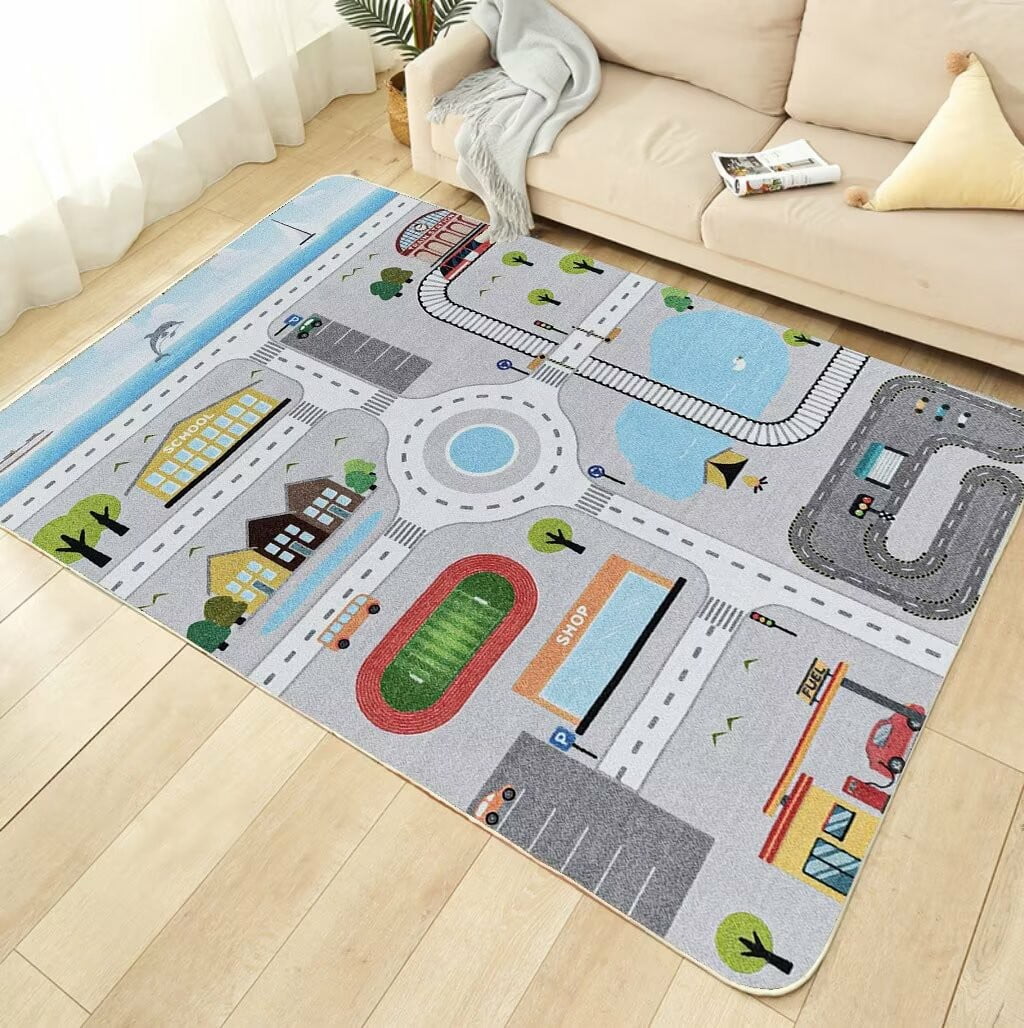 Children's Bedroom Carpets Road Traffic Route Map Rug Living Room ...