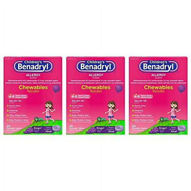 Children's Benadryl Allergy Chewables with Diphenhydramine HCl ...