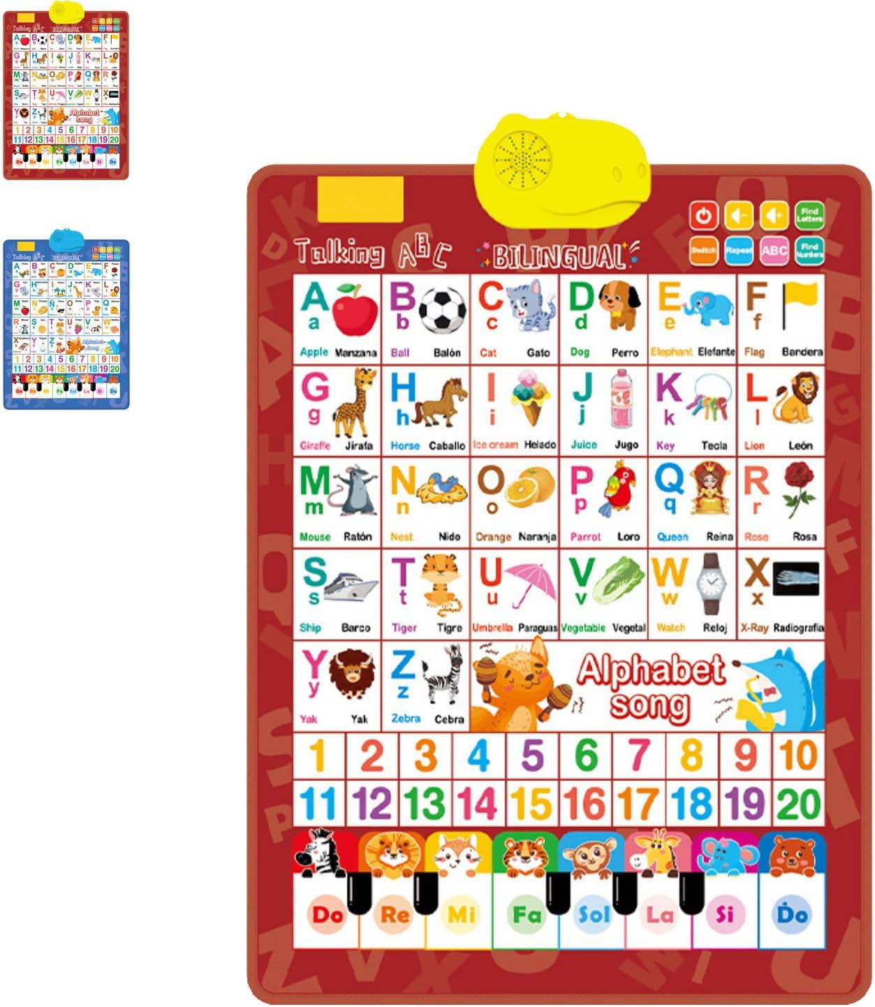 Children's Bilingual Talking Wall Chart, English and Spanish Learning ...