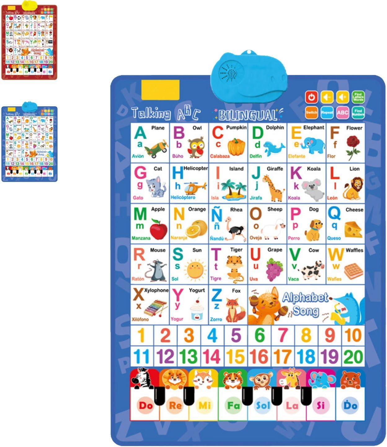 Children's Bilingual Talking Wall Chart, English and Spanish Learning ...