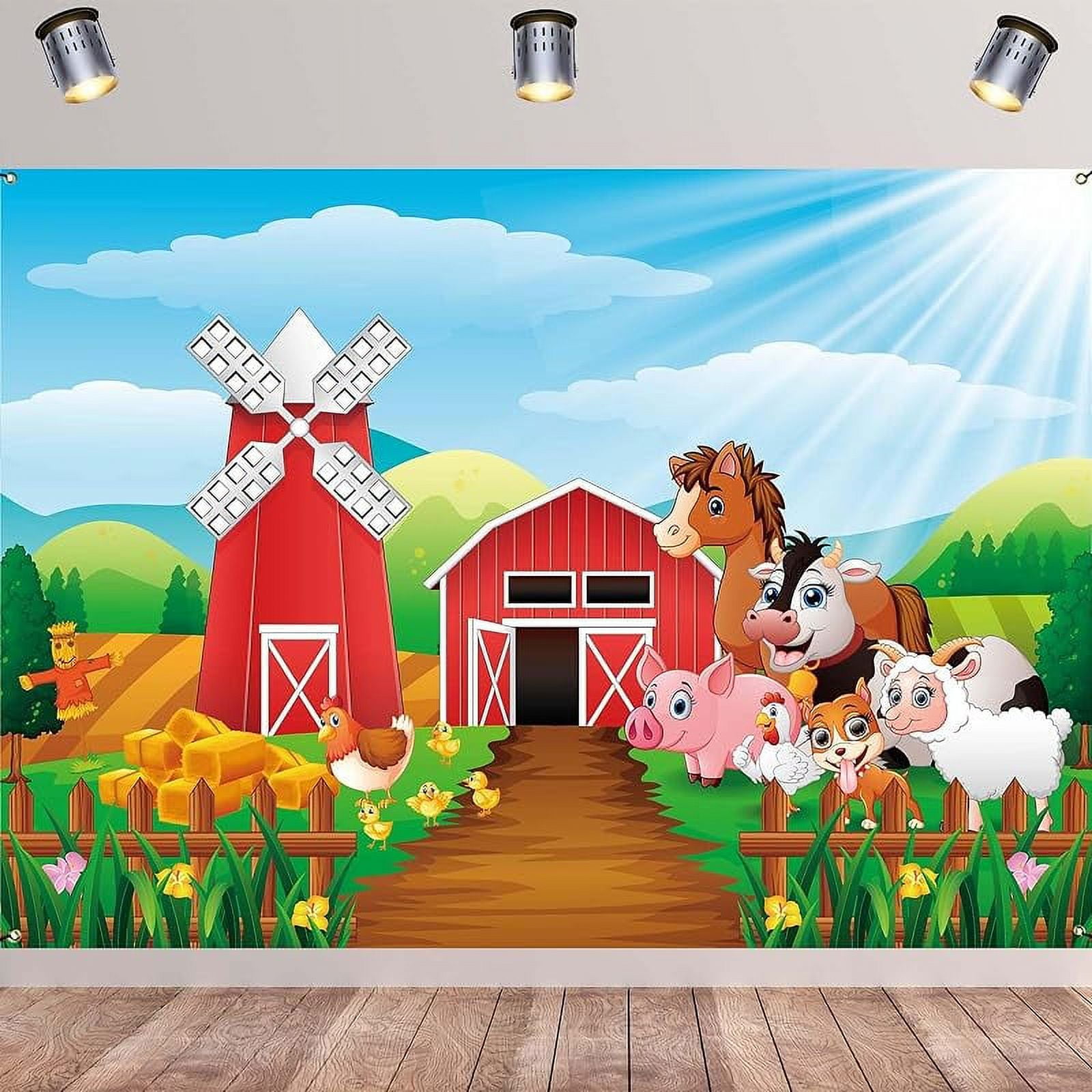 Children's Birthday Party Background 7x5ft, Farm Themed Background ...
