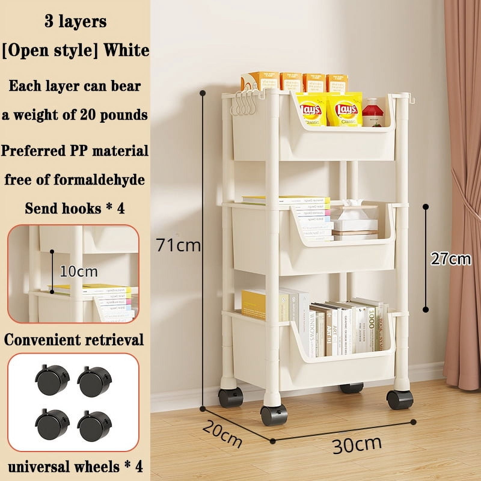 Children's Bookcases Rack Cart Home Toy Storage Reading Shelves ...