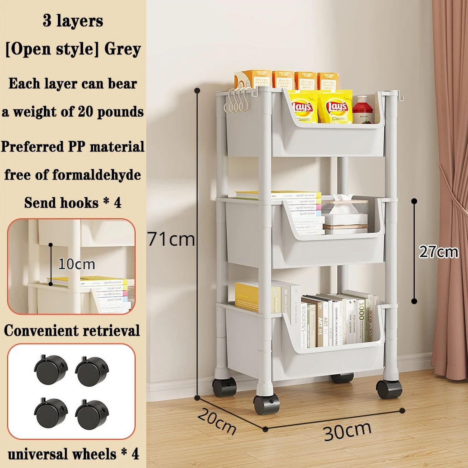 Children's Bookcases Rack Furniture With Wheels Removable Small ...