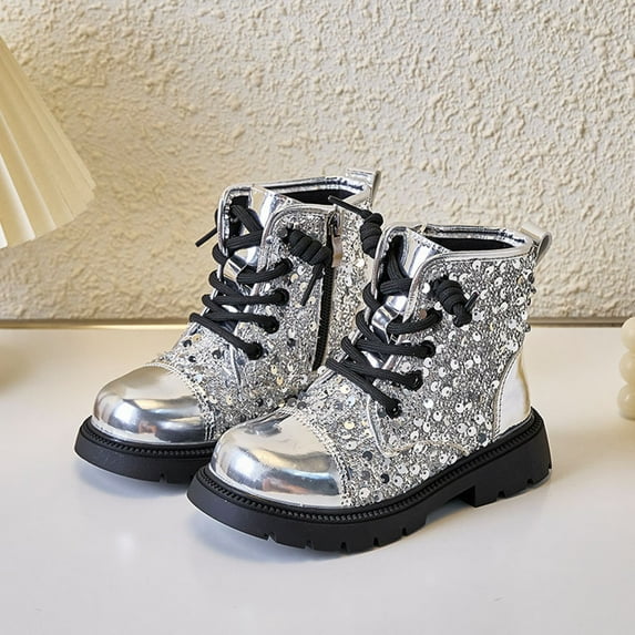 Children's Boots, Single Boots, British Sequin Strap, Side Zipper Short ...