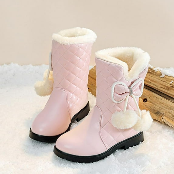 Children's Boots, Snow Boots, Girls' Thick Fleece And Warm Midsole ...