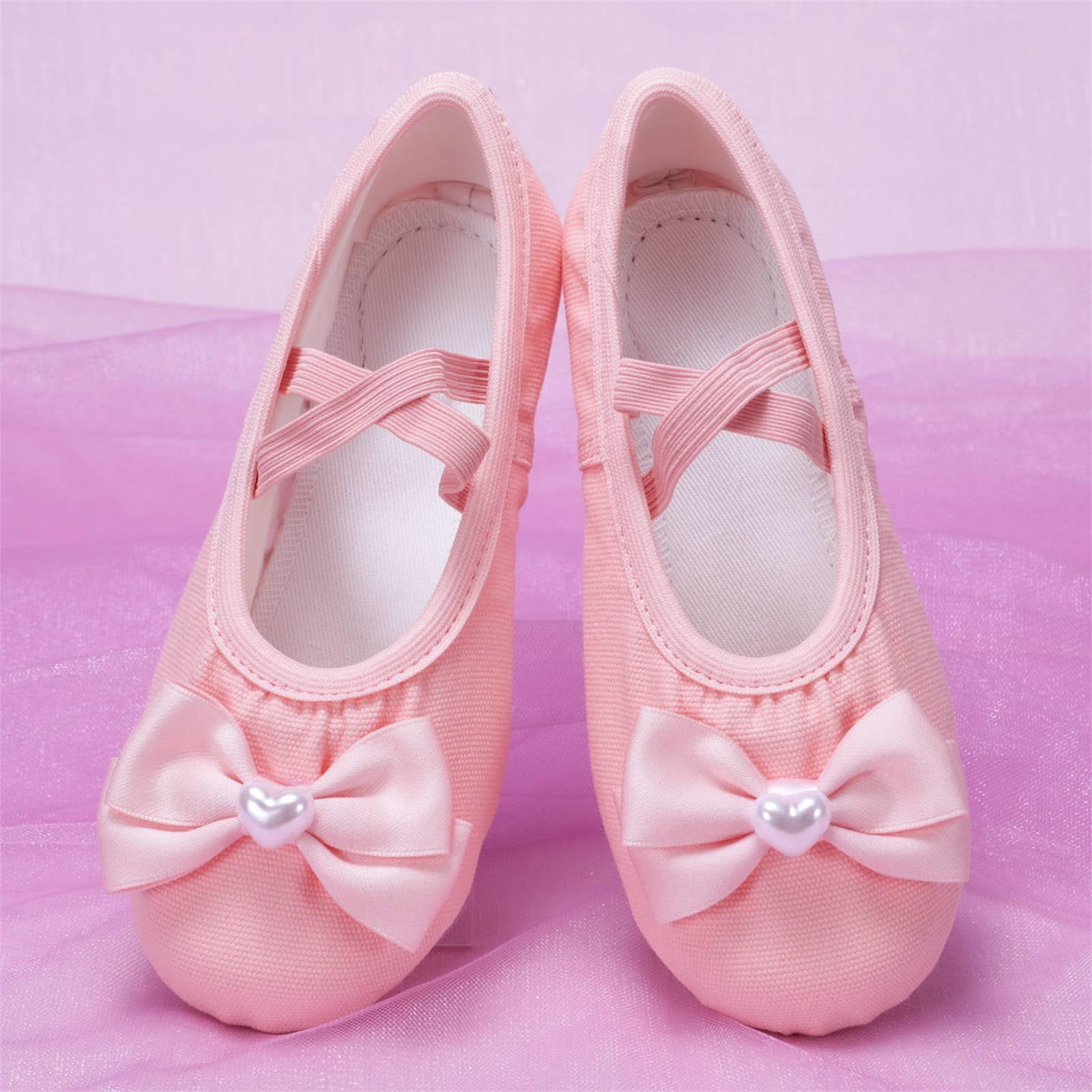 Children's Bow Dance Shoes Soft Sole Practice Shoes Elastic Slip-On ...