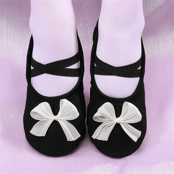 Children's Bow Dance Shoes Soft Soled Exercise Shoes Body Shoes Lace Up ...