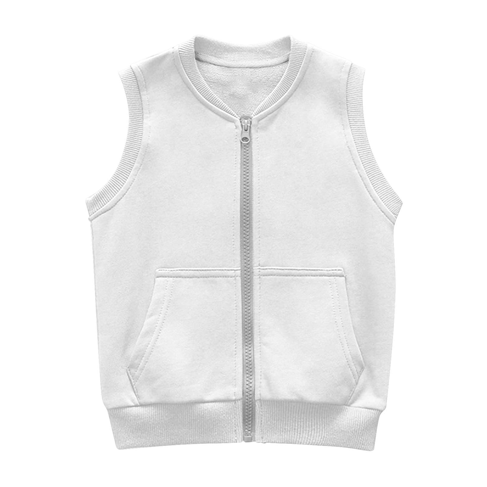 Children's Boys Girls Outerwear Vests Casual Solid Color Sleeveless ...