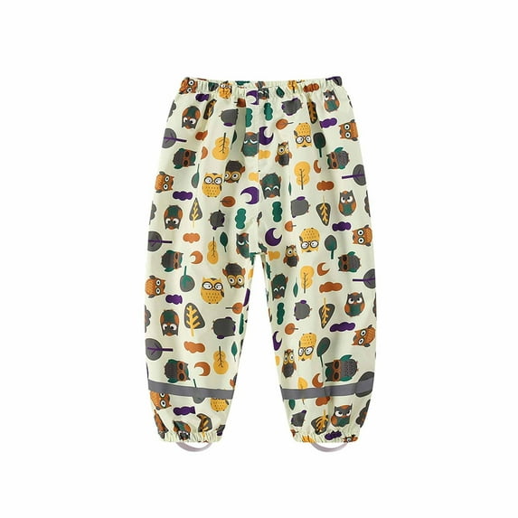 Children's Boys Girls Waisted Rain Pants Cute Print Thin Rain ...