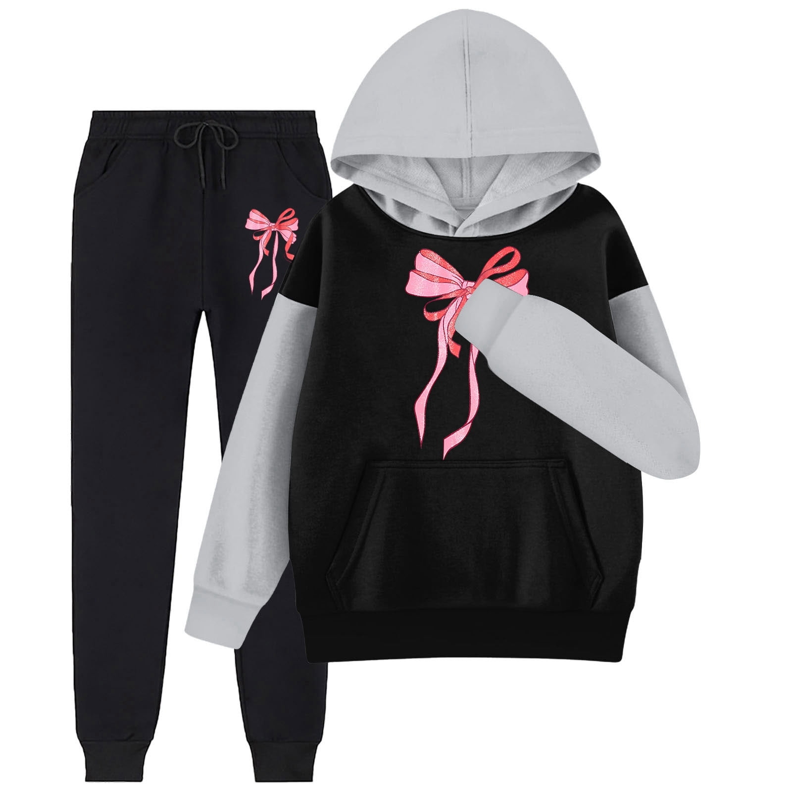 Children's Casual Color Matching Bow Pantsuit,Girls' Clothing Sets ...