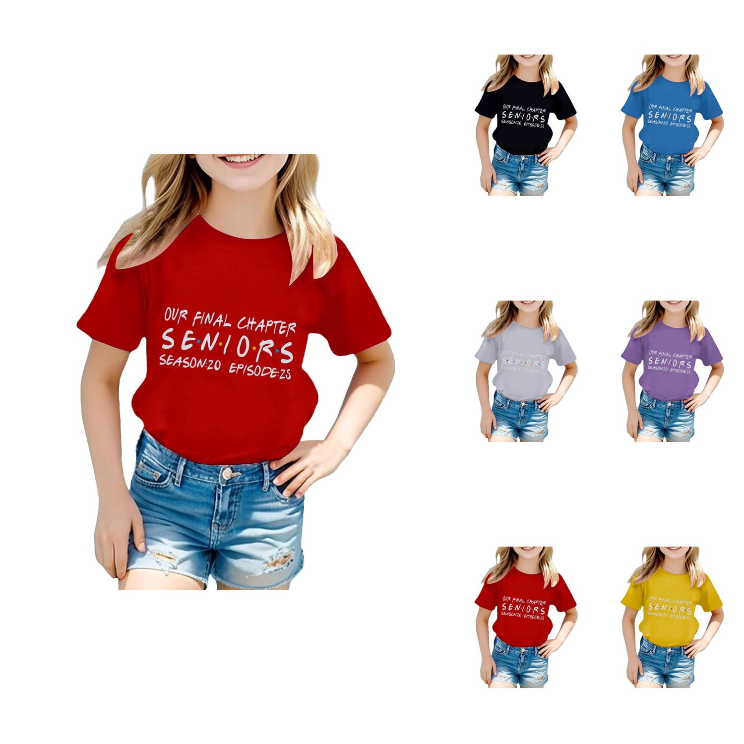 Children's Casual Graduation 2026 Printed Round Neck Short Sleeve T ...