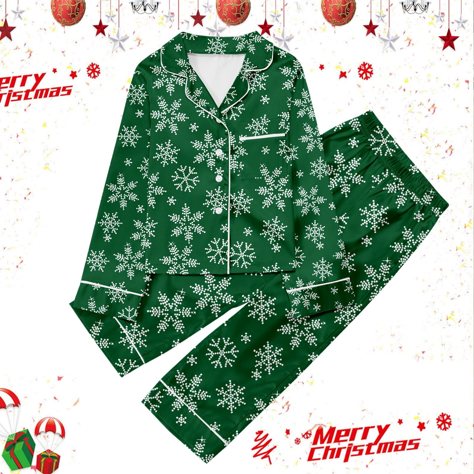 Children's Casual Printed Pajamas Set with Button Down Lapel Long ...