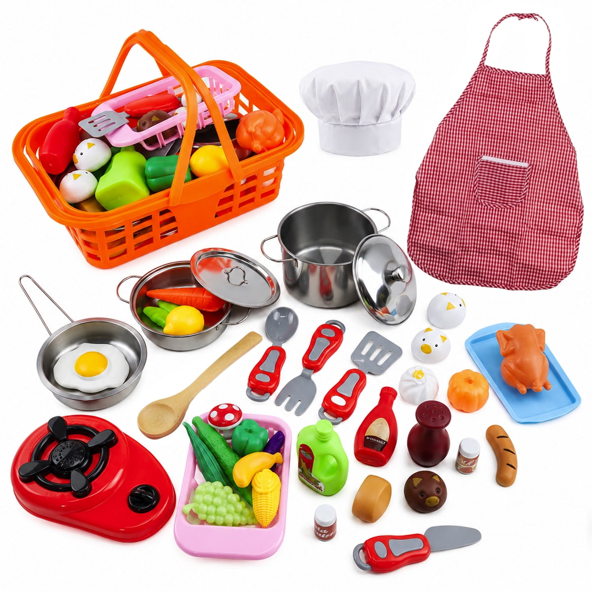 Kabuer Children's Chef's Set, 30-Piece Kitchen Toys, Stainless-Steel ...