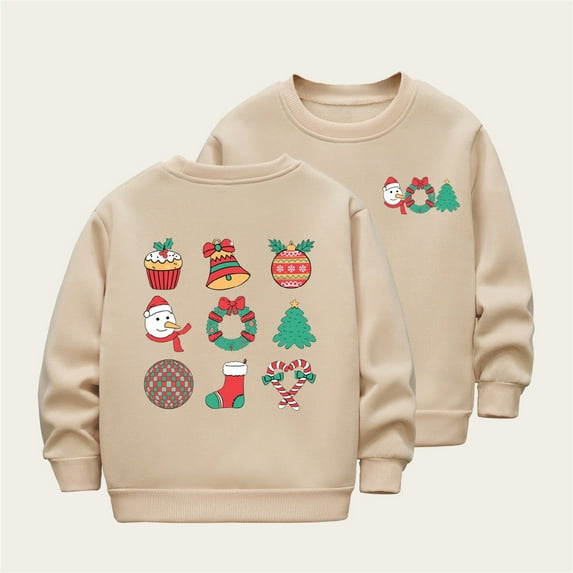 Children's Christmas Pullover, Long Sleeve Round Neck Fleece Lined ...