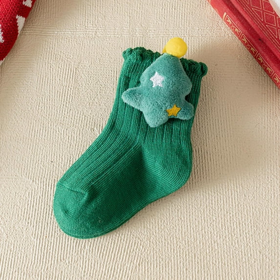 Children's Christmas Socks Fall And Winter Girls' Socks Red Cute Baby's ...