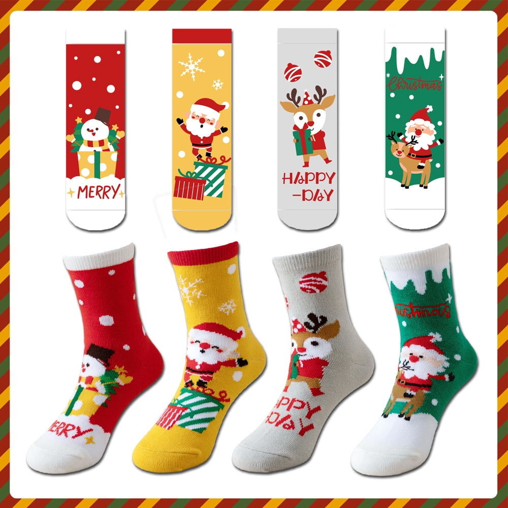 Children's Christmas Stockings, 4 Pack, 8 Years Old M Size, Holiday ...