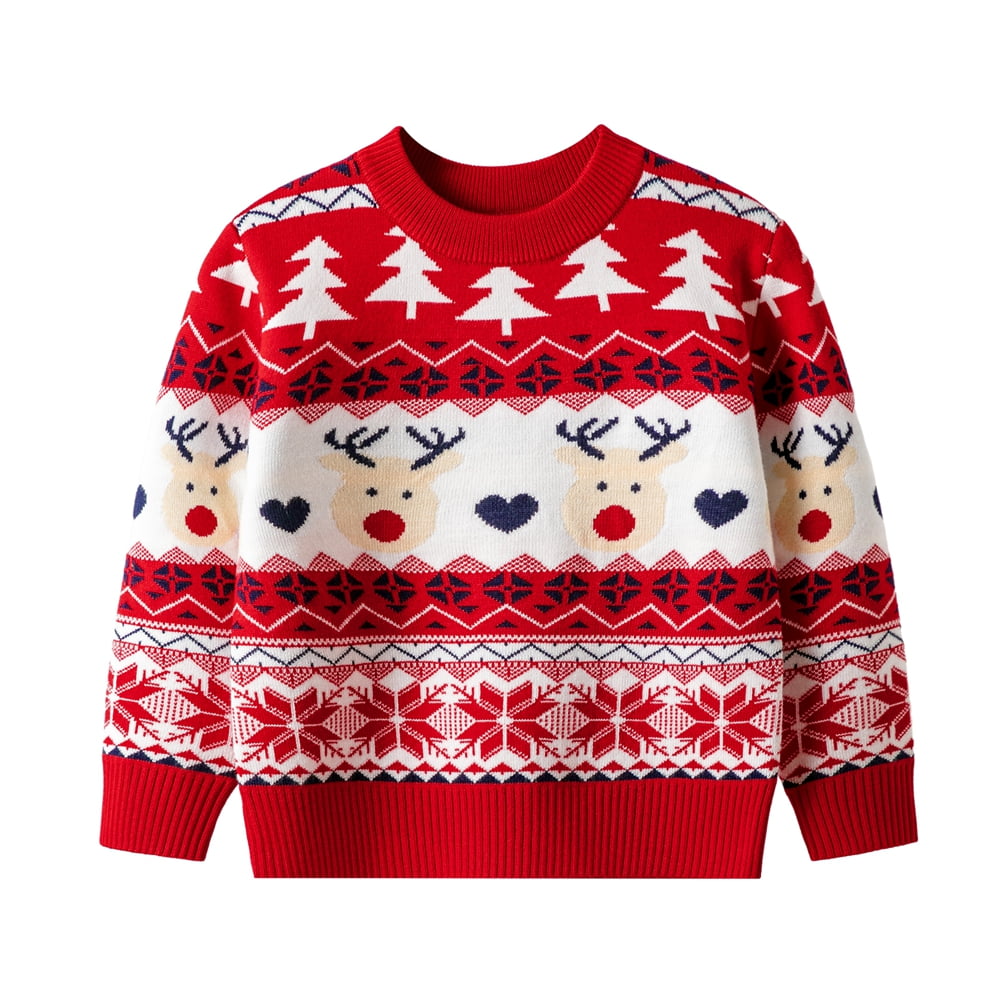 Children's Christmas Sweater Holiday Boys Girls Toddler Knitted Sweater ...
