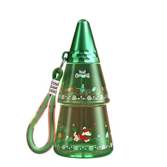 Children's Christmas Water Bottle, Cartoon Pattern Straw Cup, With ...